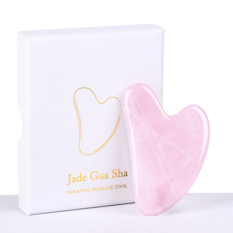Custom Logo Heart Shaped Gua Sha Stone Quartz Gua Sha Jade Set Rose ...