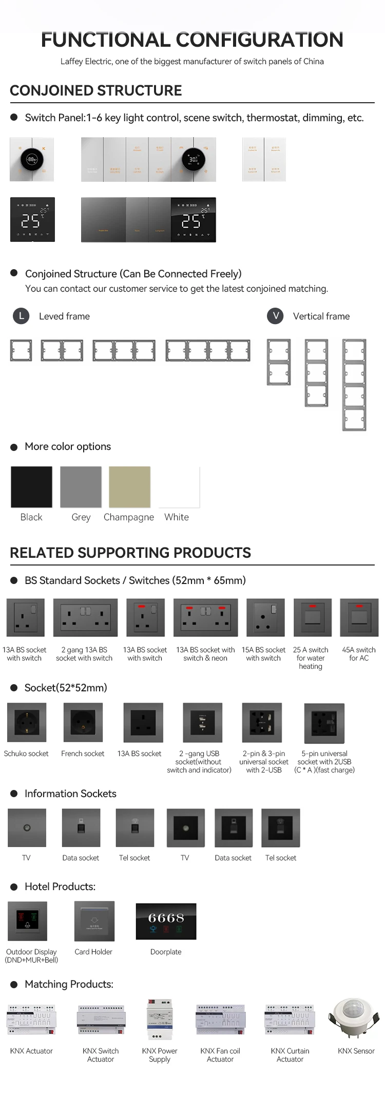 Smart Home Switch - KNX 4 Gangs with Touch-Tone Control
