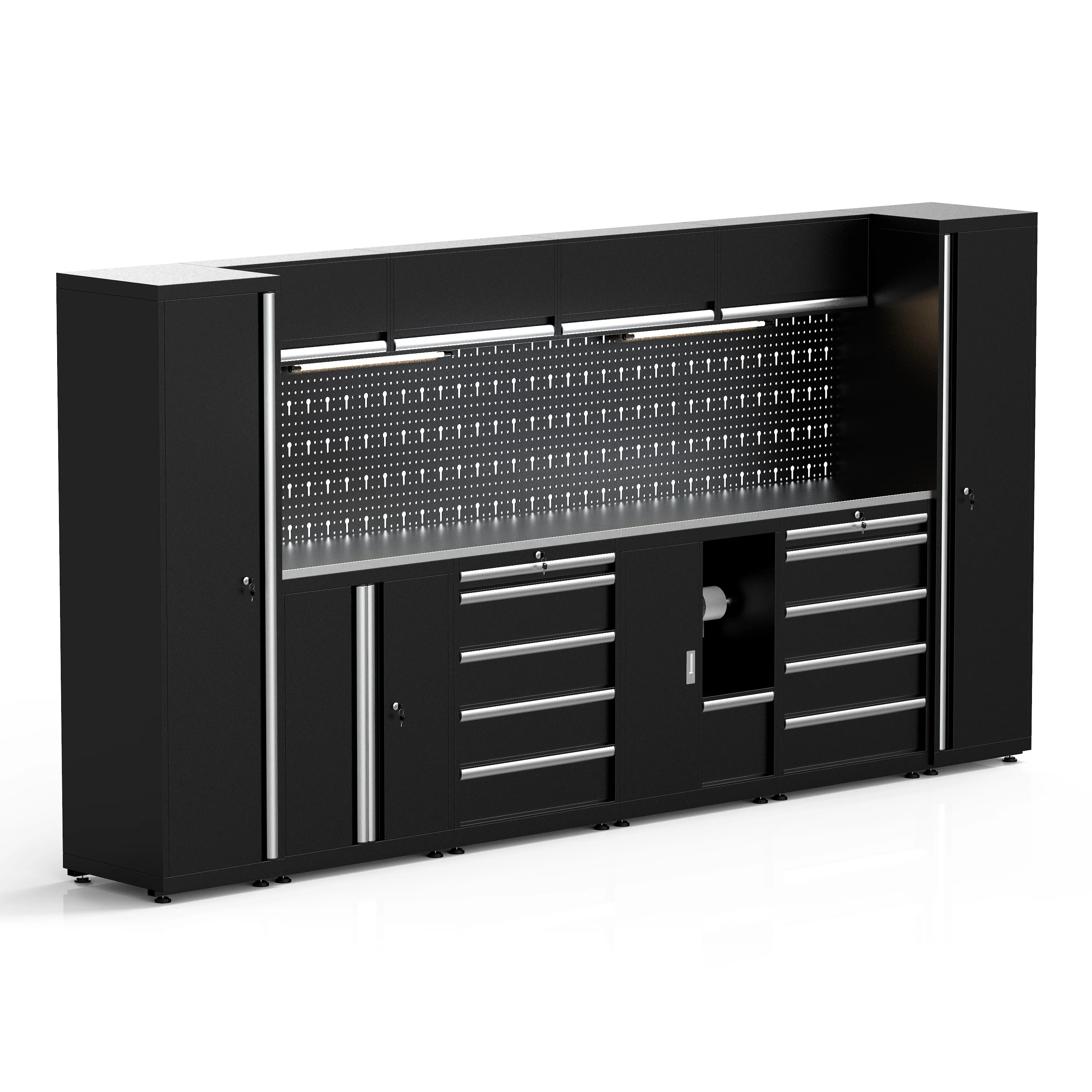 Garage Workstation Modular Tool Box Workbench Workshop Metal Garage ...