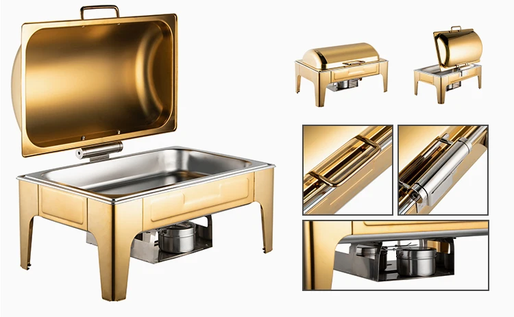 Wedding Roll Top Chaffing Gold Marmite Chauffante Service Traiteur Food ...