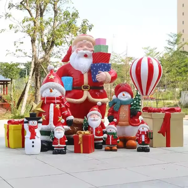 Custom Life Size Fiberglass Resin Santa Claus and Christmas Tree ...