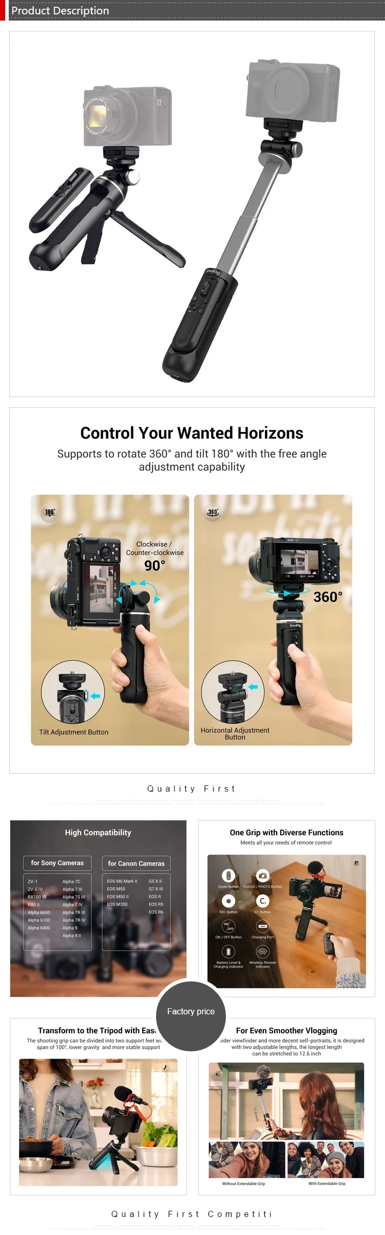 Smallrig Wireless Camera Shooting Grip - Versatile & Durable