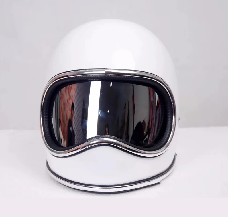 Japan Small Shell Retro Full Face Helmet with Silver Lens