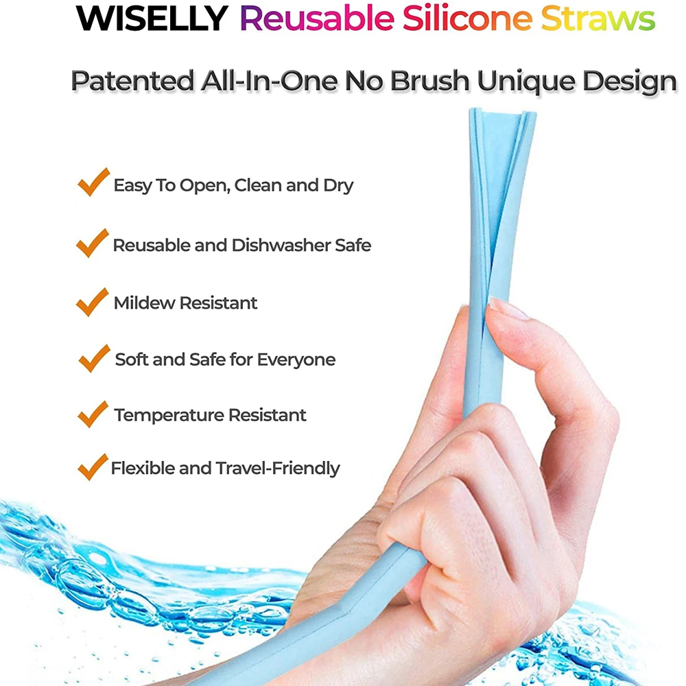 Customized Reusable Silicone Big Straw Open With Case Silicone Straw ...
