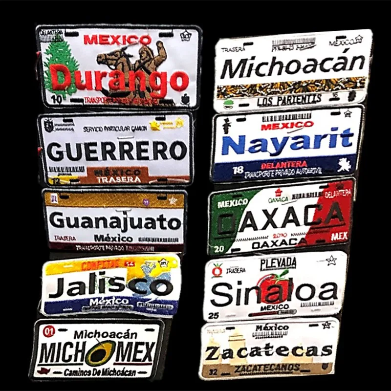 New Custom Mexico States License Plate Embroidery Patch Enamel Pin ...