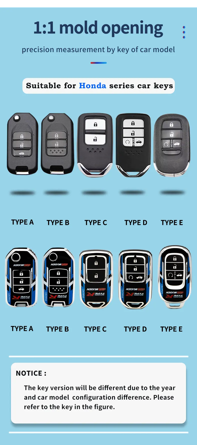 2024 New Design Car Key Accessories Decoration Racing Style For Honda ...