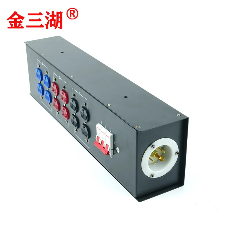 Portable 6-Way 15A110V Power Distributor Box 32A 5-Core Input US Gauge ...