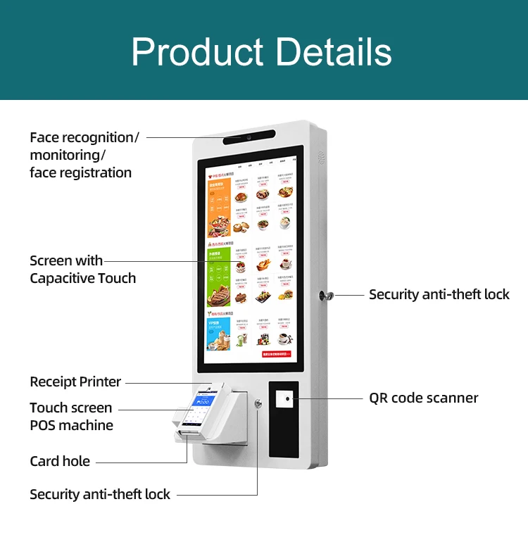 Totem Fast Food 21.5 24 32 Inch Touch Screen Pos Self Checkout Machine ...