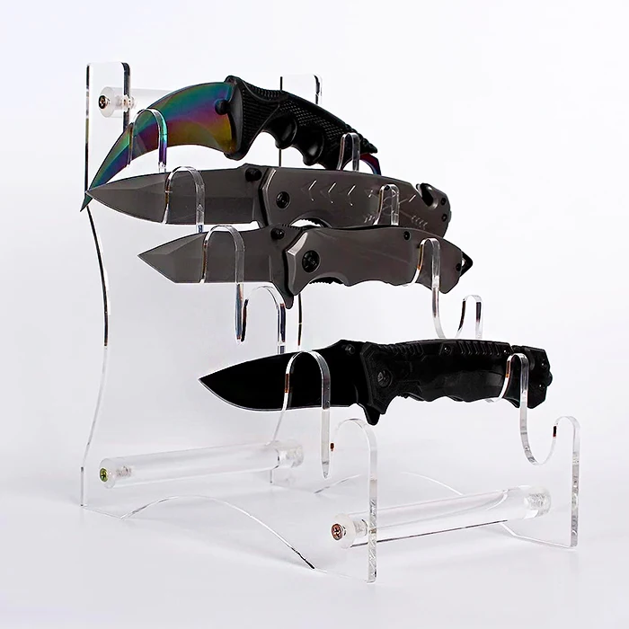 Custom Detachable 7 Layers Clear Acrylic Knife Display Stand Durable ...