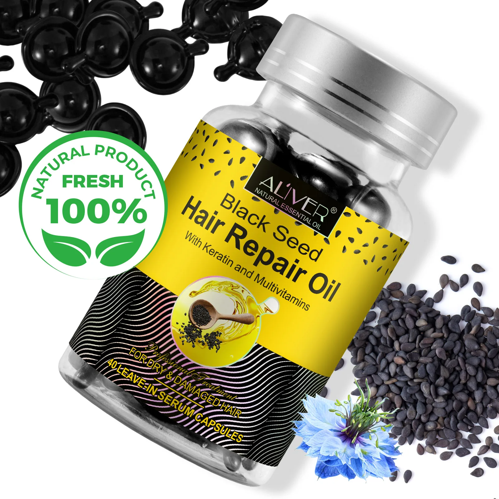 Aliver Professional Treatment Black Seed Hair Repair Oil Haarkapseln ...