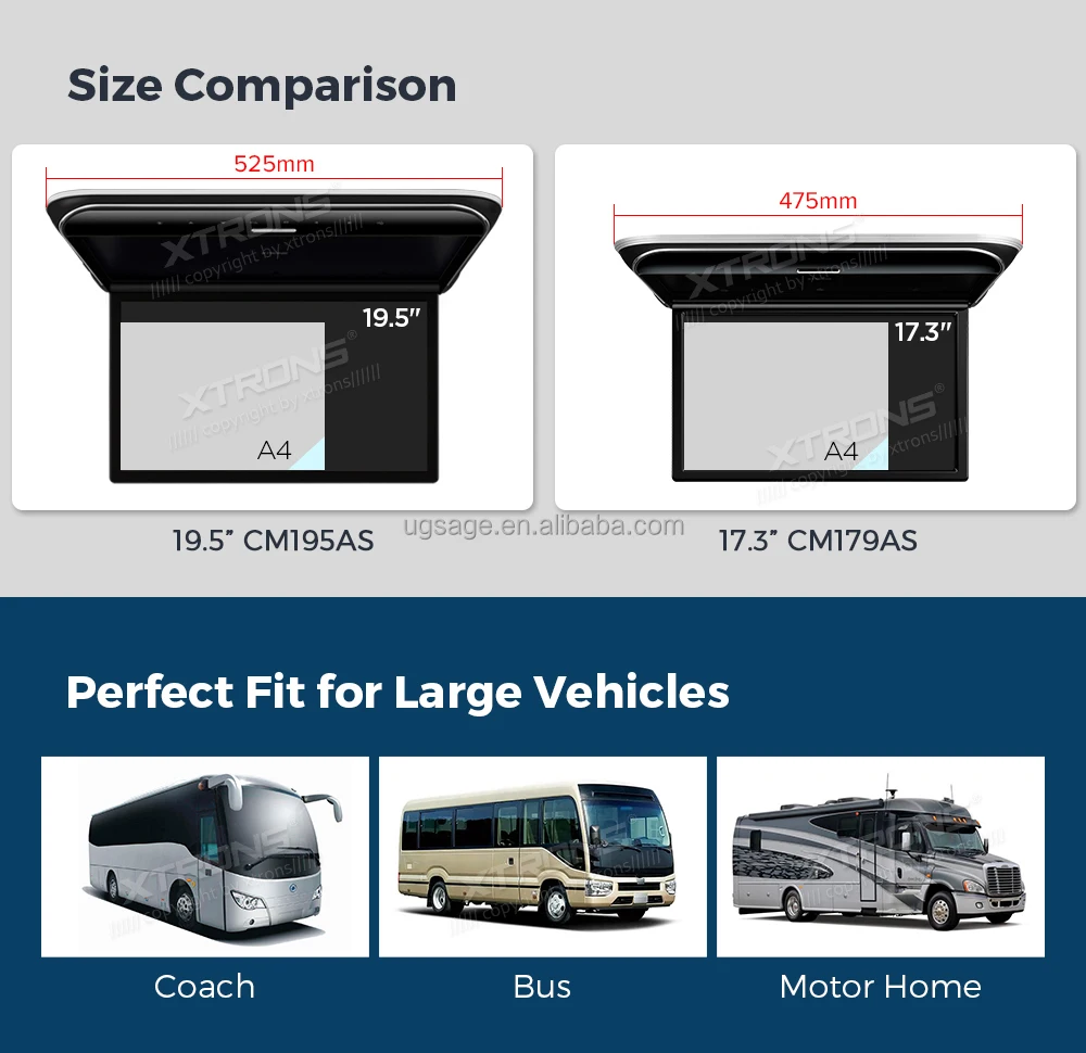 XTRONS 19.5" 8K IPS Car Screen - Premium Multimedia Monitor