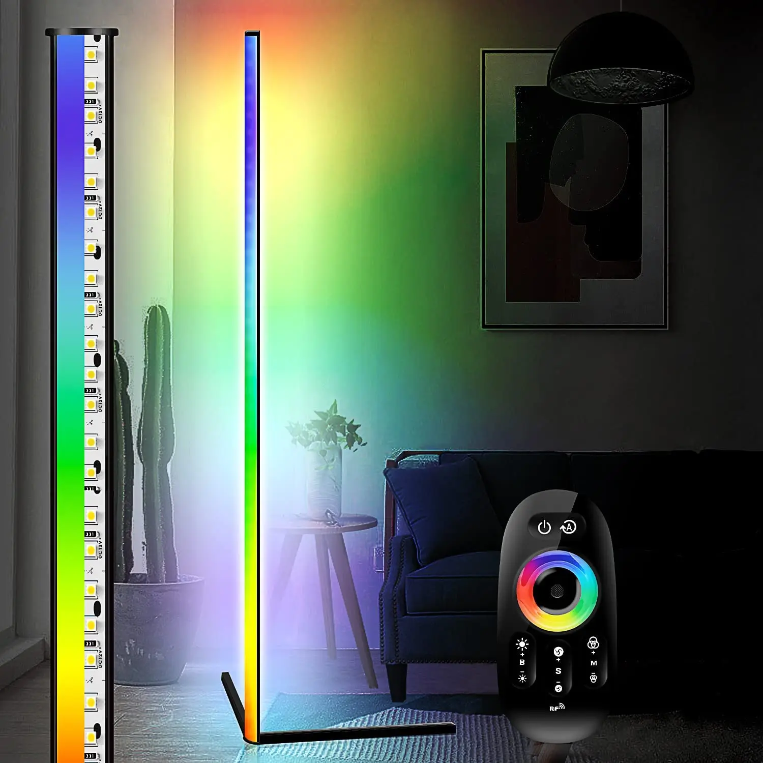 Decoration Playroom Living Room Standing Lamp Led Corner Music Sync Rgb ...