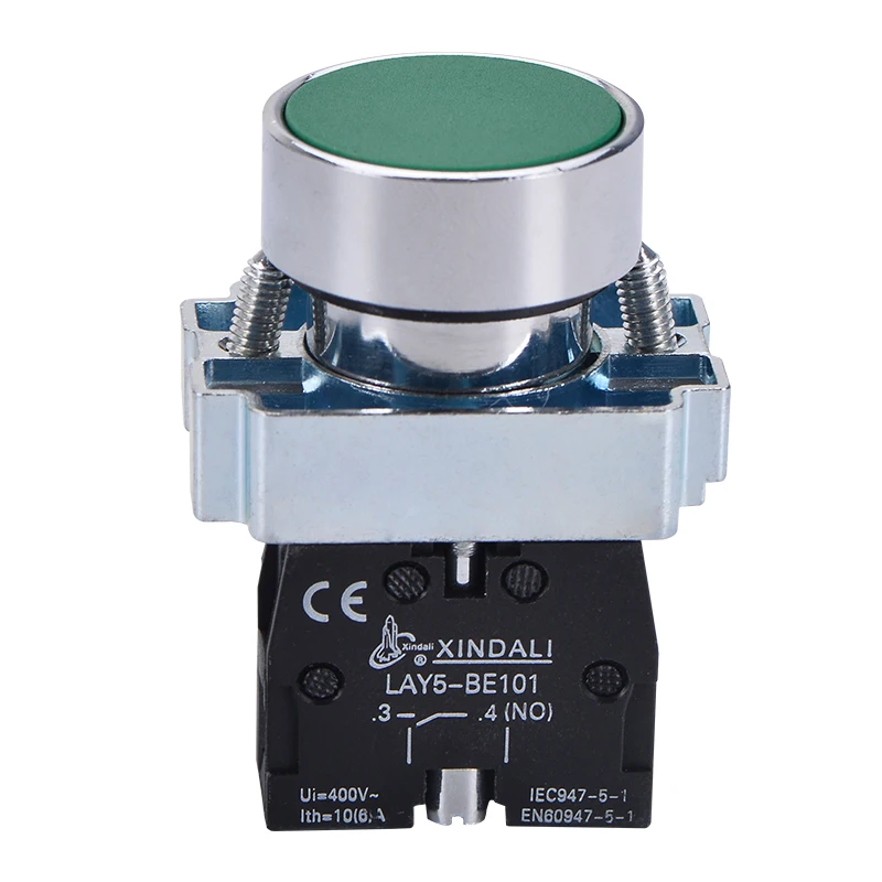 LAY5-BA31 22mm Waterproof Self-Reset NC NO Green Button