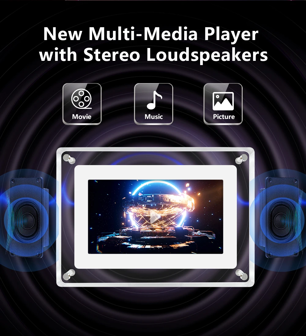 7 Inch Desk Digital Frame Album Video Lcd Acrylic Hd Advertising ...