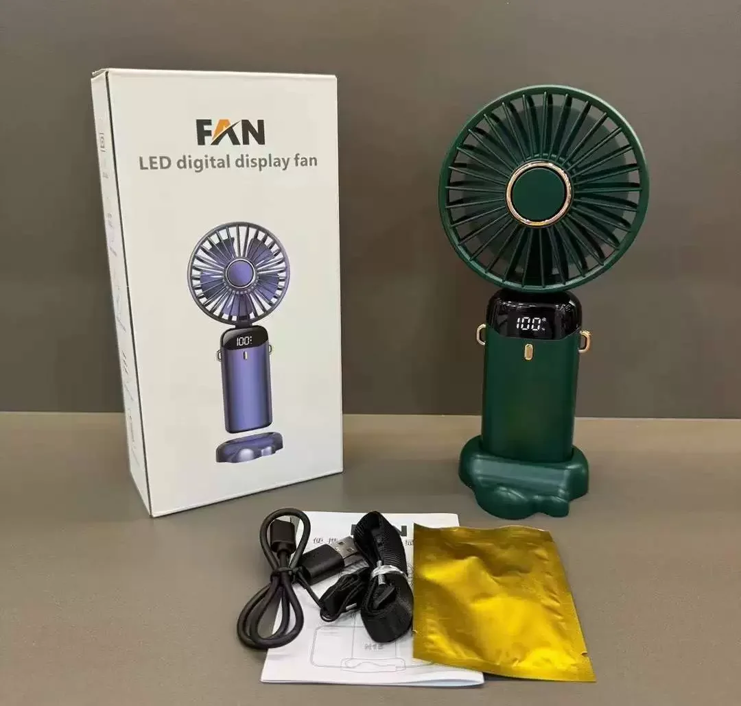 Portable Handheld Mini Fan Rechargeable Foldable Fan Power Display Mini ...