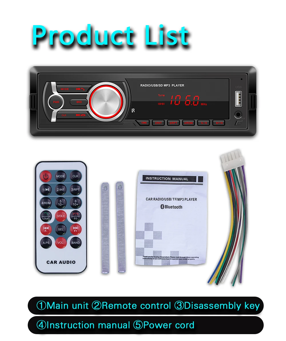 Detachable Panel 1 Din Car Audio Sterio Speaker With Fm/mp3 Player ...