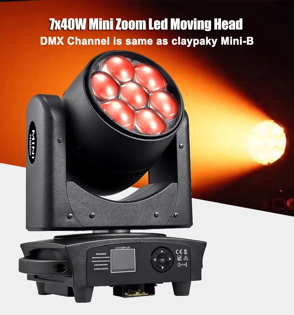 Clay Paky Mini-b 7pcs 40w Zoom Rgbw Led Wash Moving Head Beam Light For ...