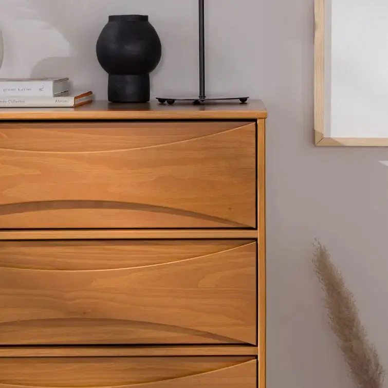 Wooden Sideboard Cabinet Organizers Chest Of 5 Drawers Vintage Solid ...