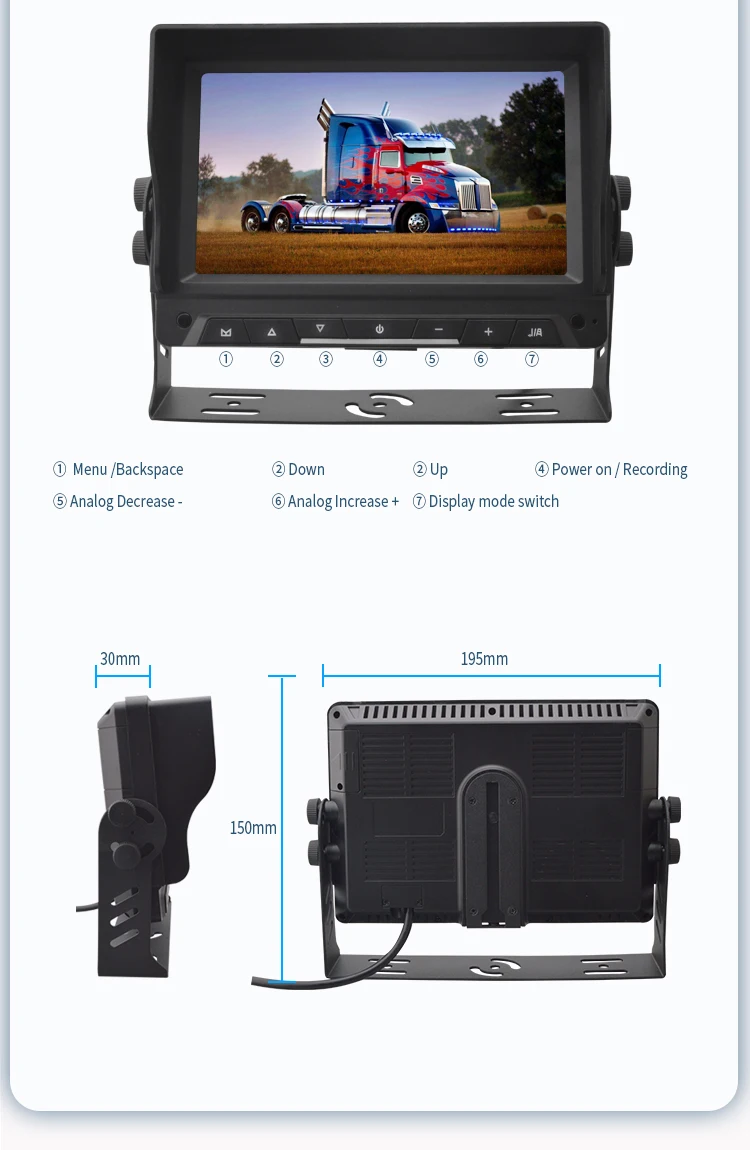 Ahd Ips 7inch Quad View Monitor 4 Channels 360 Around View Car Camera ...