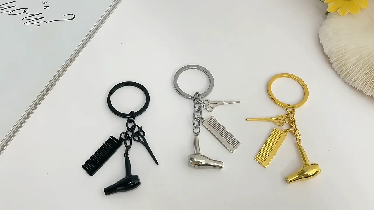 Hairdresser Salon Stylist Jewelry Barber 3d Keychain Scissors Hair ...