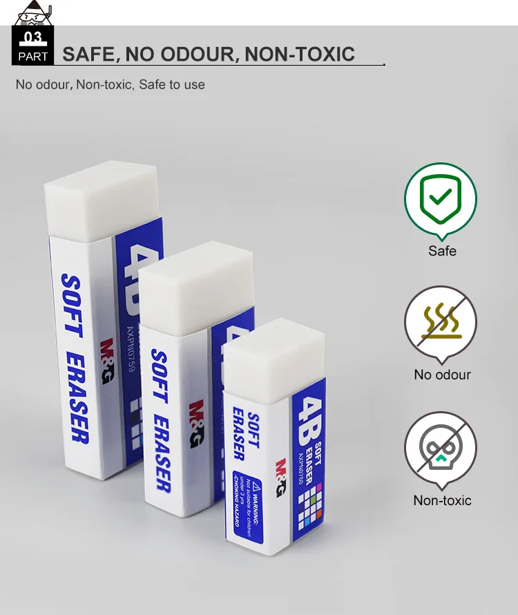 M&G Soft White Eraser - Durable & Classic Student Supply