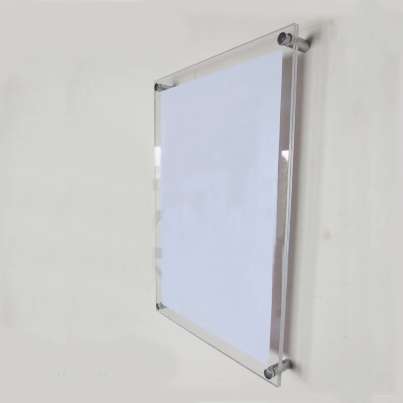 A4 Acrylic Wall Mount Poster Holder / Picture Frame Photo Display Clear ...