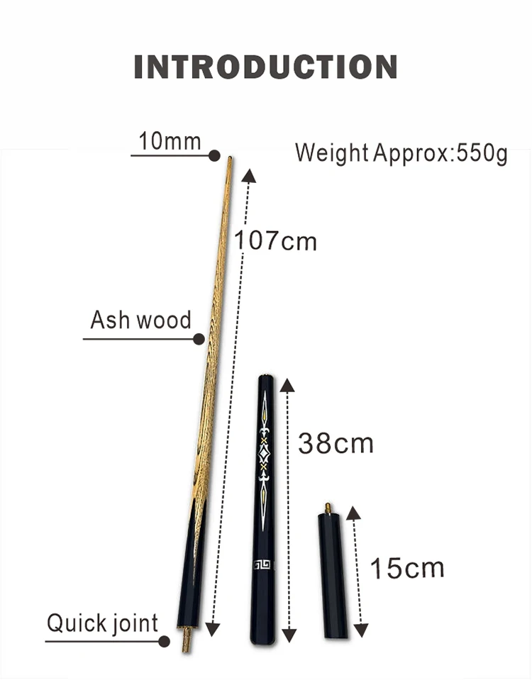 Popular Design High Quality 10mm 3/4 Billiard Pool Cue Stick With Cue ...