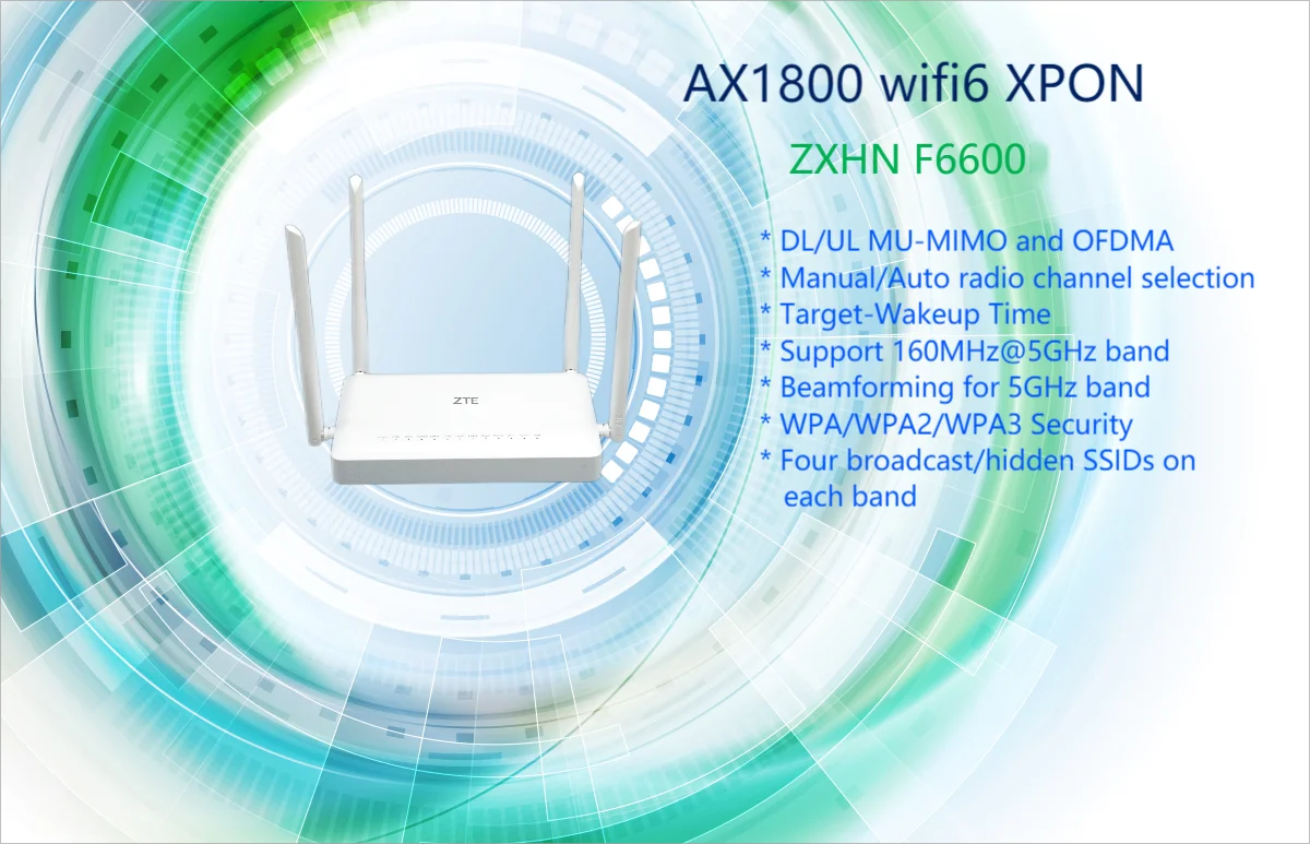 Zxhn F6600 Ax1800 Dual Band Triple-play Onu 4ge 2ports 1usb Wifi 6 Ont ...