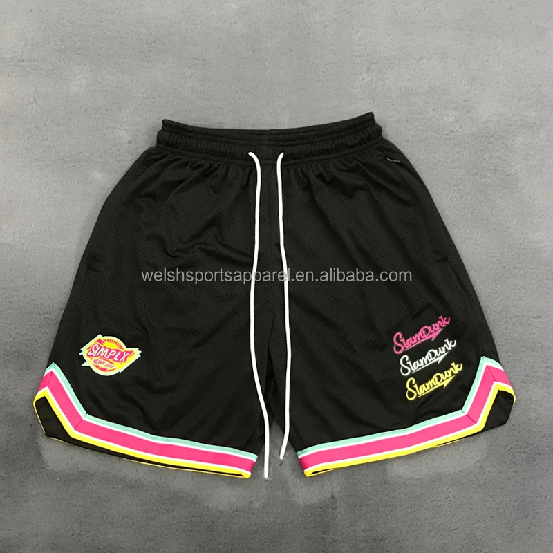 Custom Plain Throwback Polyester Black Basketball Shorts With Zipper ...