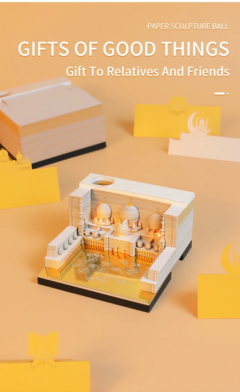 Eid Gifts Islam Masjid Mosque 3D Art Memo Pads Custom Notepad