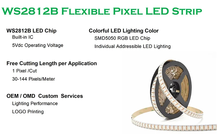 Ws2812b Led Strip Light 5v Smd5050 144 Leds/m Flexible 30 Pixel 2812b ...