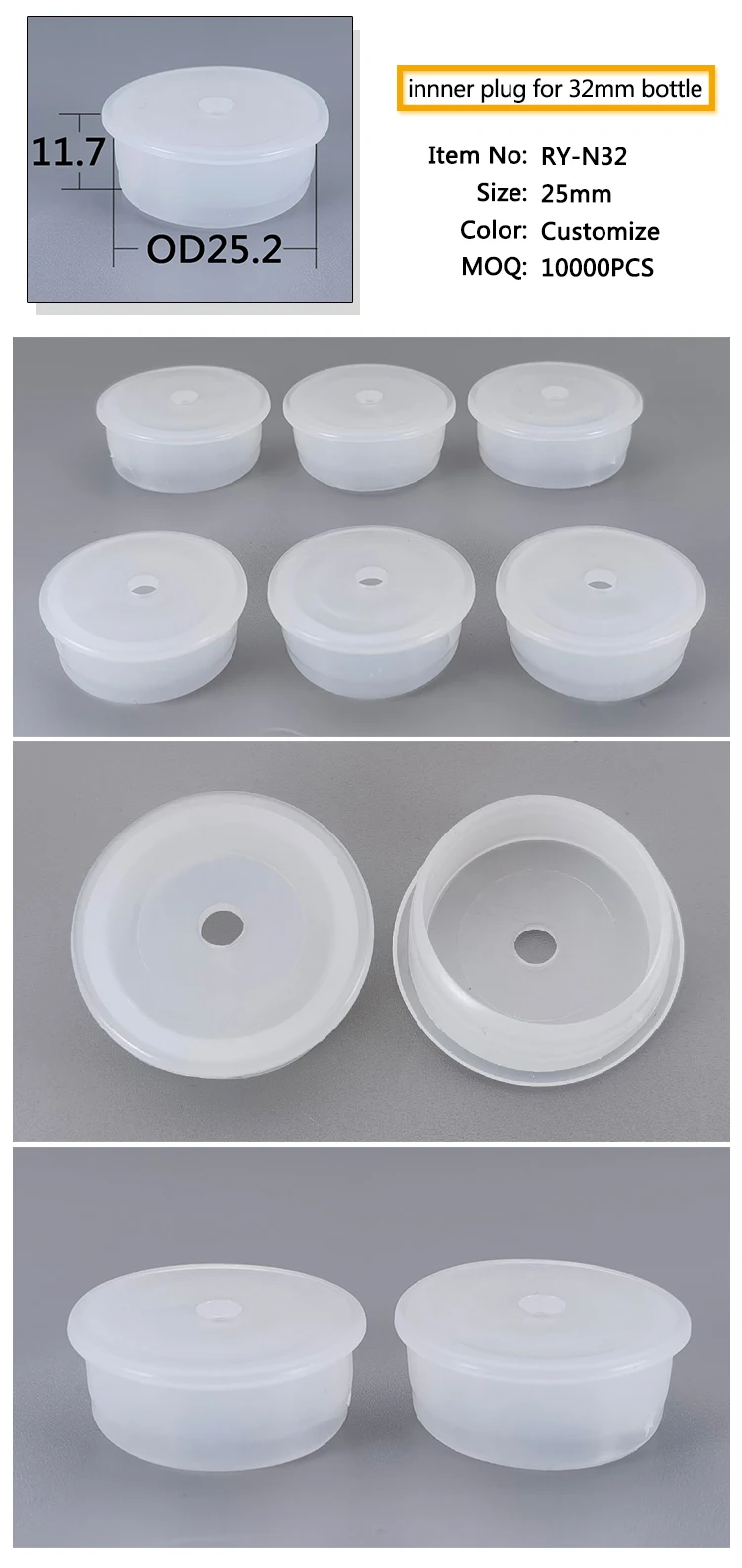 Essential Oil Bottle Plug - Non Spill Inner Plug for 32mm