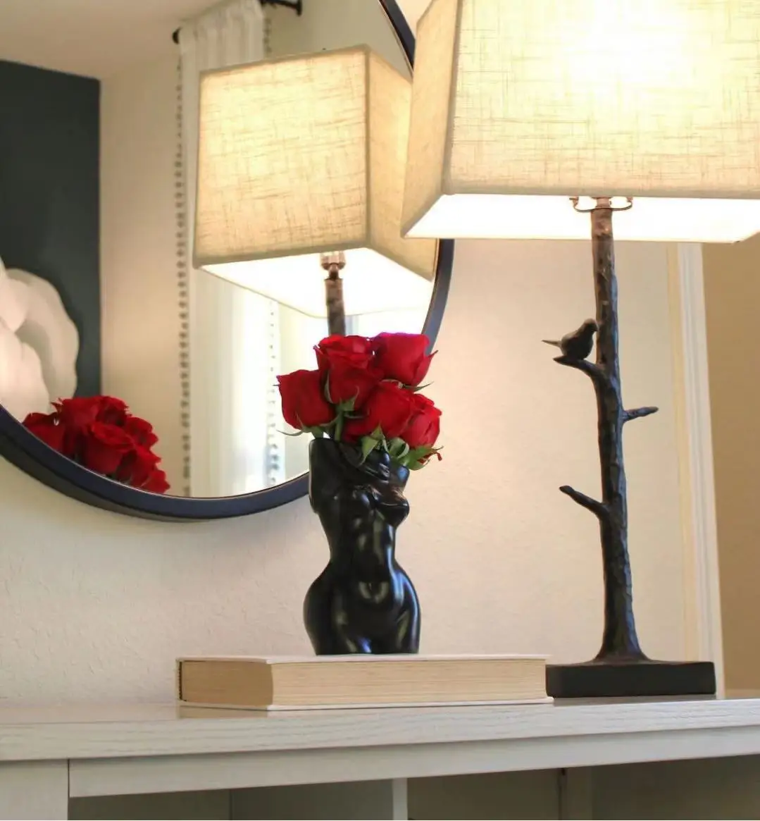 White Human Body Ceramic Flower Vase - Modern Lady Figure