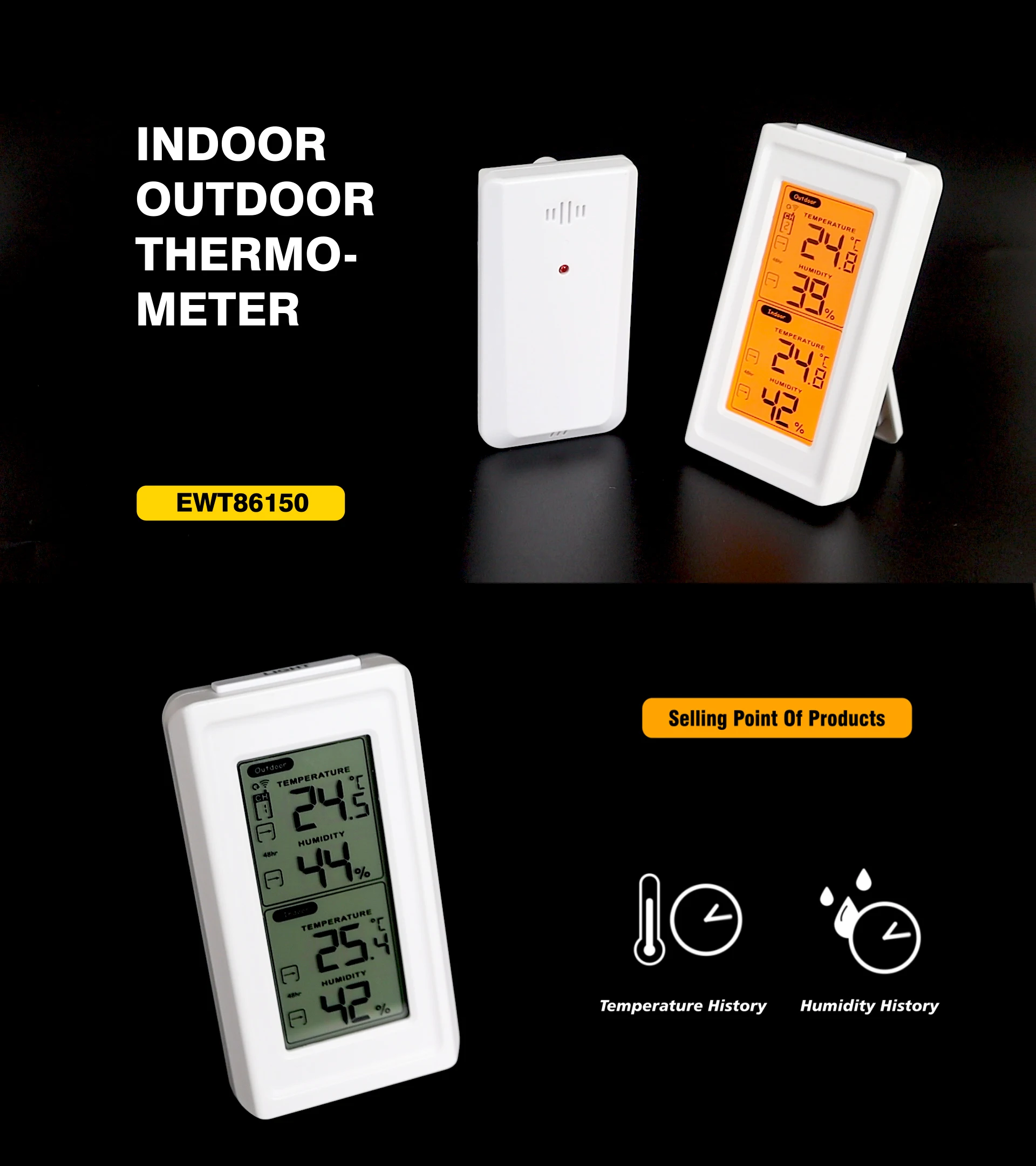 New Room Temperature Humidity Sensor Meter Indoor Outdoor Digital Hygrometer Thermometer - Buy ...