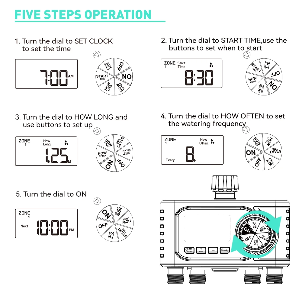 4 Zones Sprinkler Timer - Smart Watering for Your Garden