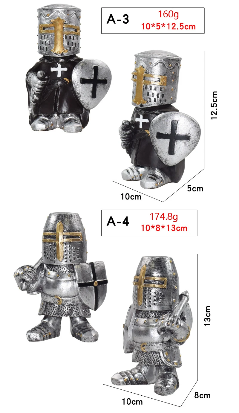 Knight Dwarf Guardian Garden Statue Armor European Knight Sculpture ...