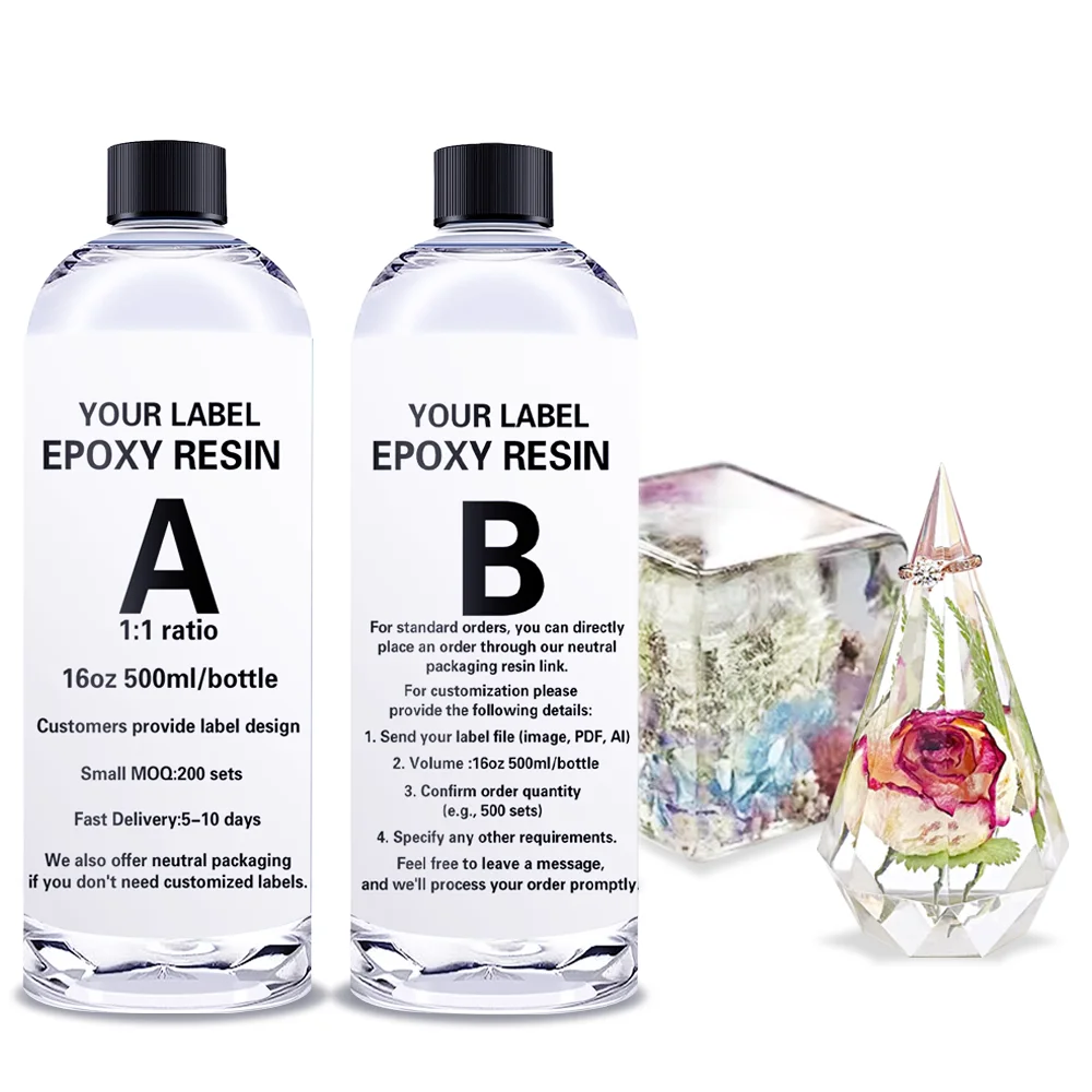1000ml/32oz Clear Epoxy Resin Crystal Easy Mix 1:1 Ratio Epoxy Resin ...