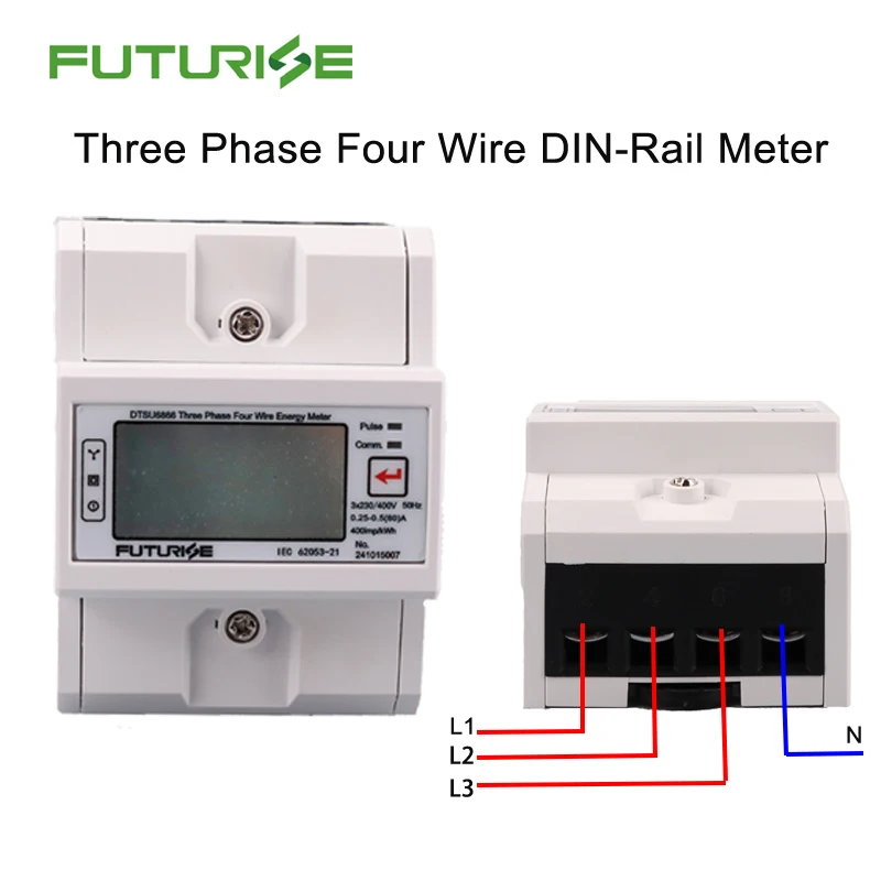 Three-Phase Din-Rail Electric Meter 100A Maximum Current KWH Meter LCD ...