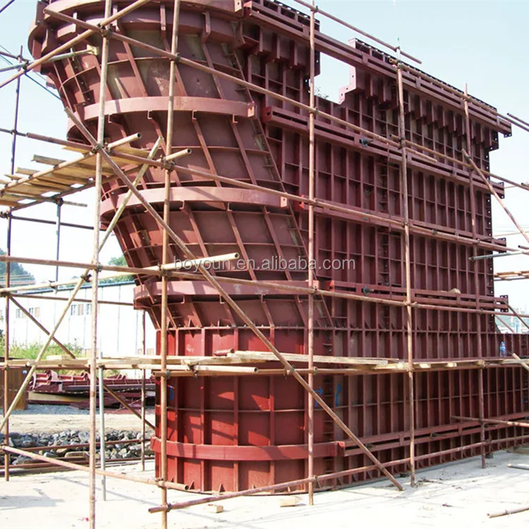 Steel formwork column square curved shape pier from Boyoun factory ...