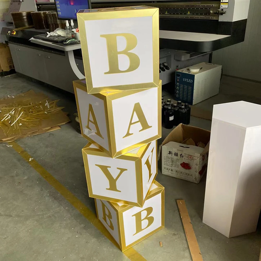 Cute Pink Alphabet Letter Building Blocks Baby Shower Block Letters For ...