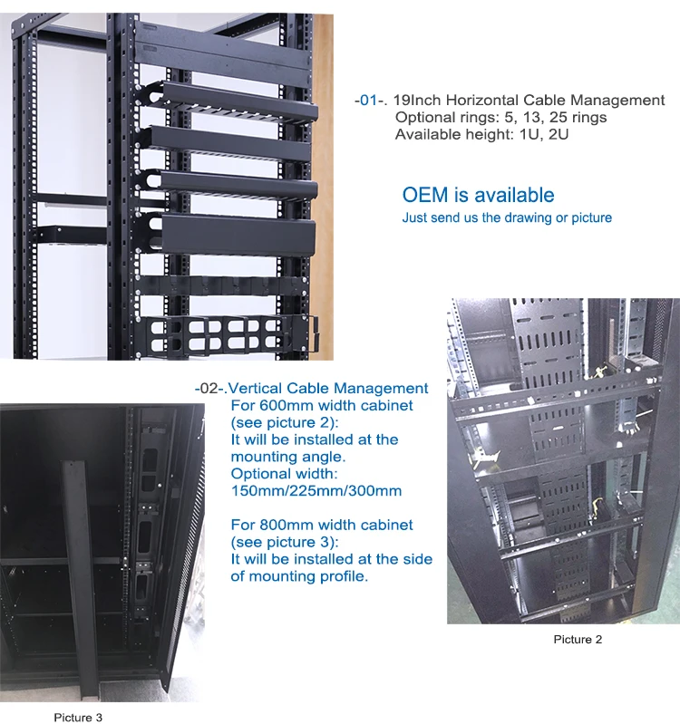 Server Cabinet Mount Vertical Cable Management for Floor Standing ...