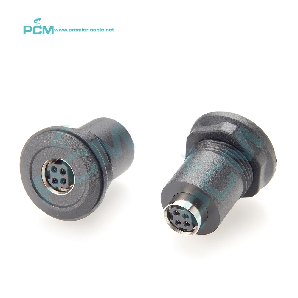 4 Pin Power Din Jack Pass-through AC/DC Socket Round Panel Mount ...