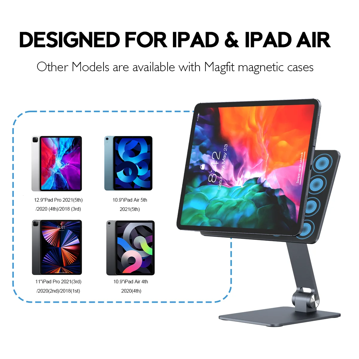Foldable Premium Magnetic iPad Holder Stand - Adjustable Multi-Angle ...