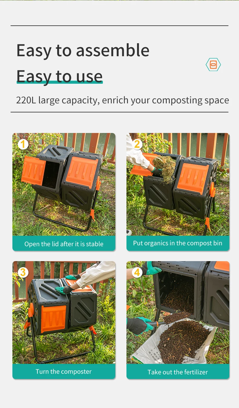 120litre Tumbling Plastic Compost Bin 120l Composter Outdoor Composting ...
