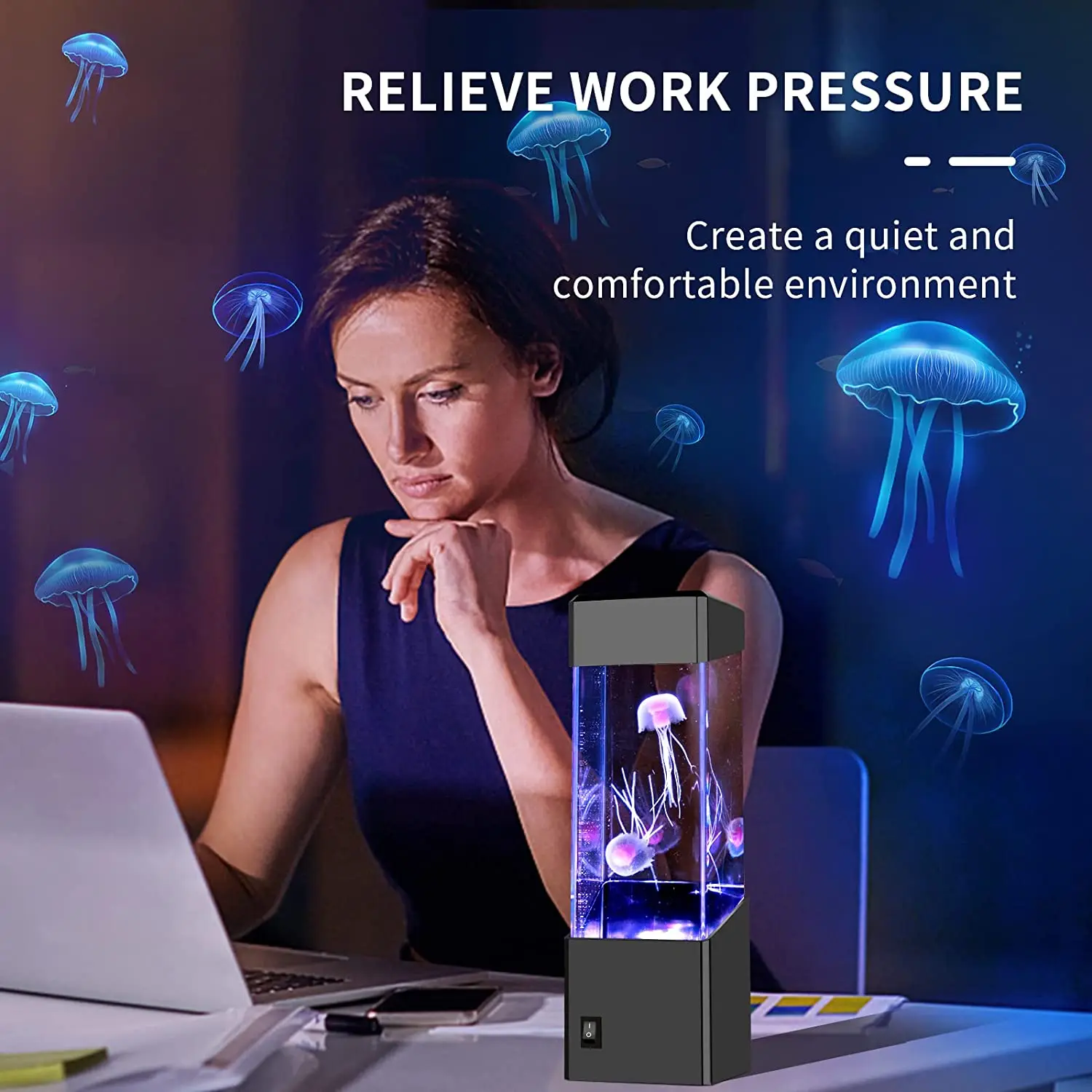 TIANHUA Electric Jellyfish Tank Table Lamp - Color Changing Light for ...