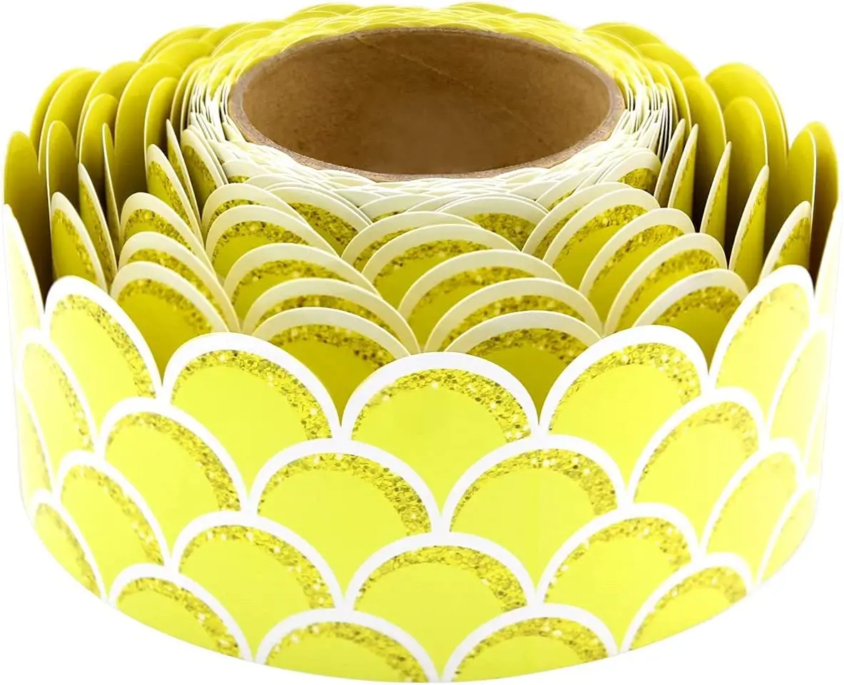 Yellow Scallops Bulletin Board Border Two Sided Yellow Bulletin Board ...