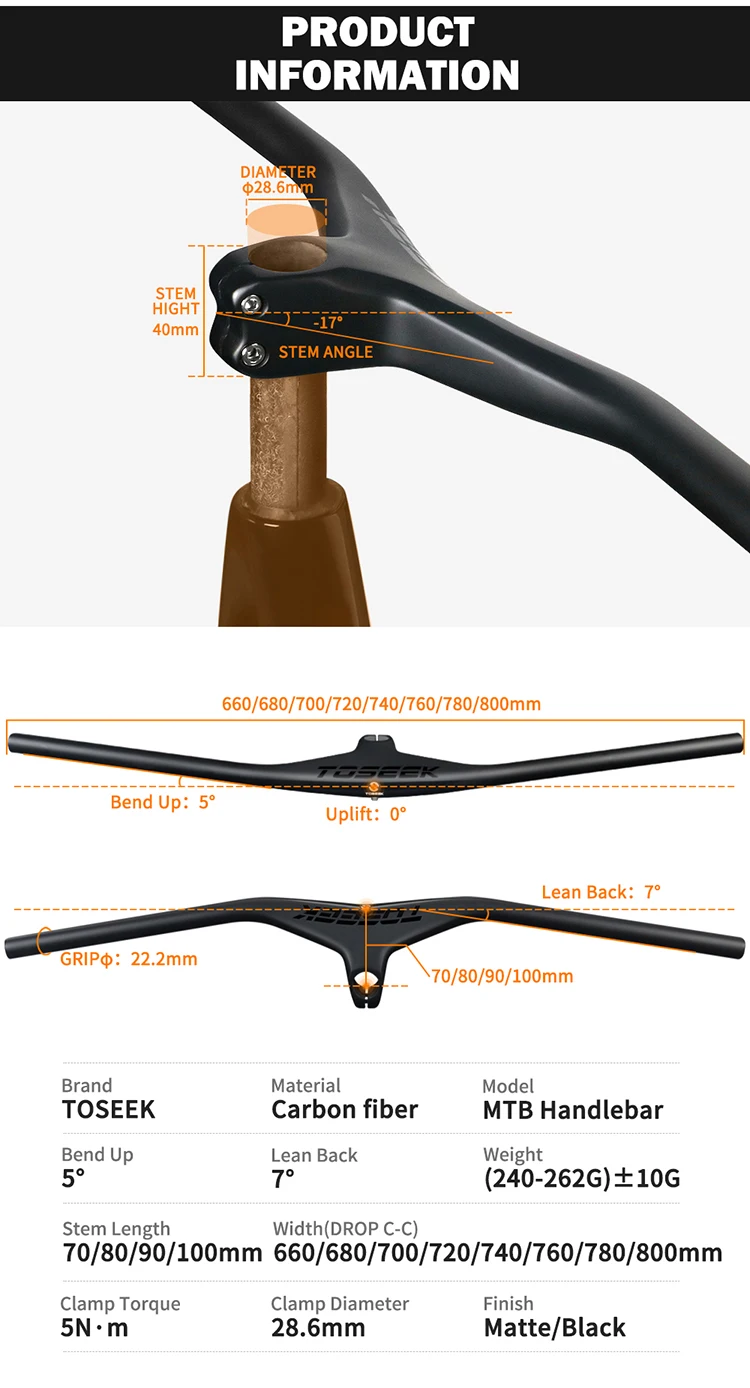 Integrated Carbon Handlebar - Toseek Carbon MTB Handlebar