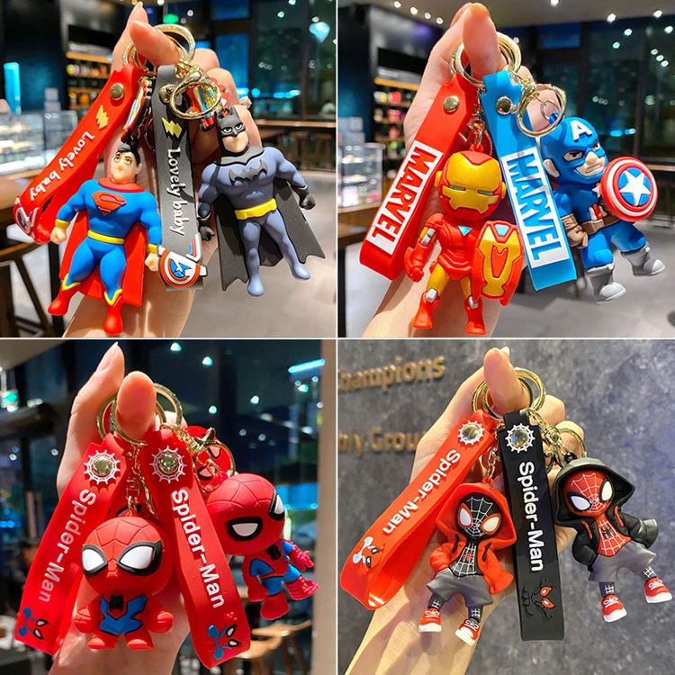 3D Cartoon Anime Kawaii Silicone Marvell Spidermen KeyChain PVC Car Key ...