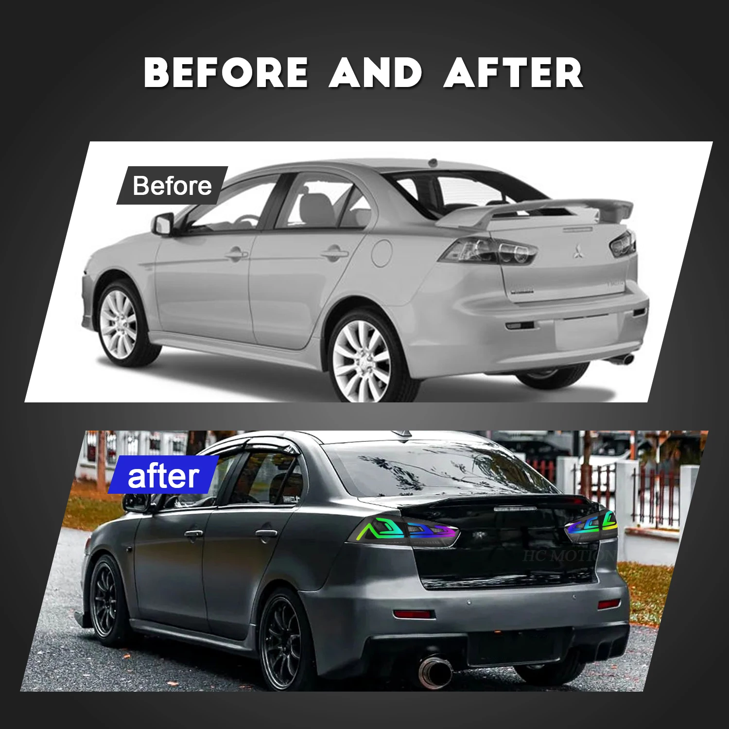 Hcmotion E-Mark RGB Animation DRL Sedan Tail Lamp for Mitsubishi Lancer ...