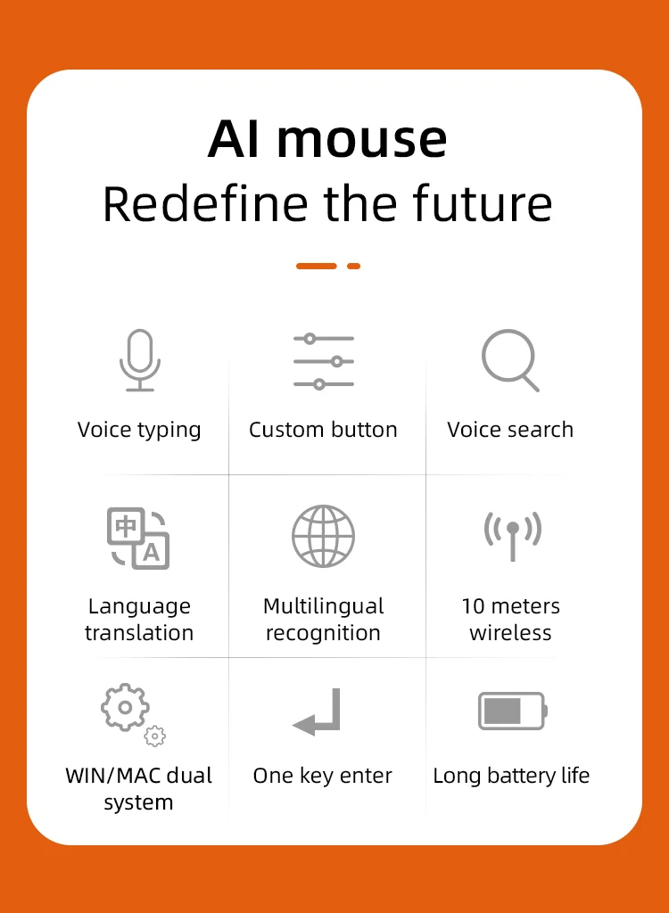 AI Voice Typing Mouse - Silent Office Wireless 2.4G USB